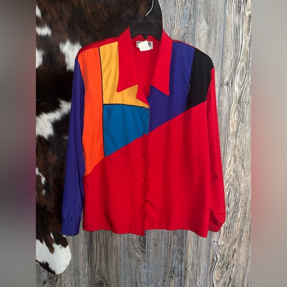 City Girl Sport | Tops | Vintage City Girl Sport Bright Colorblock ...